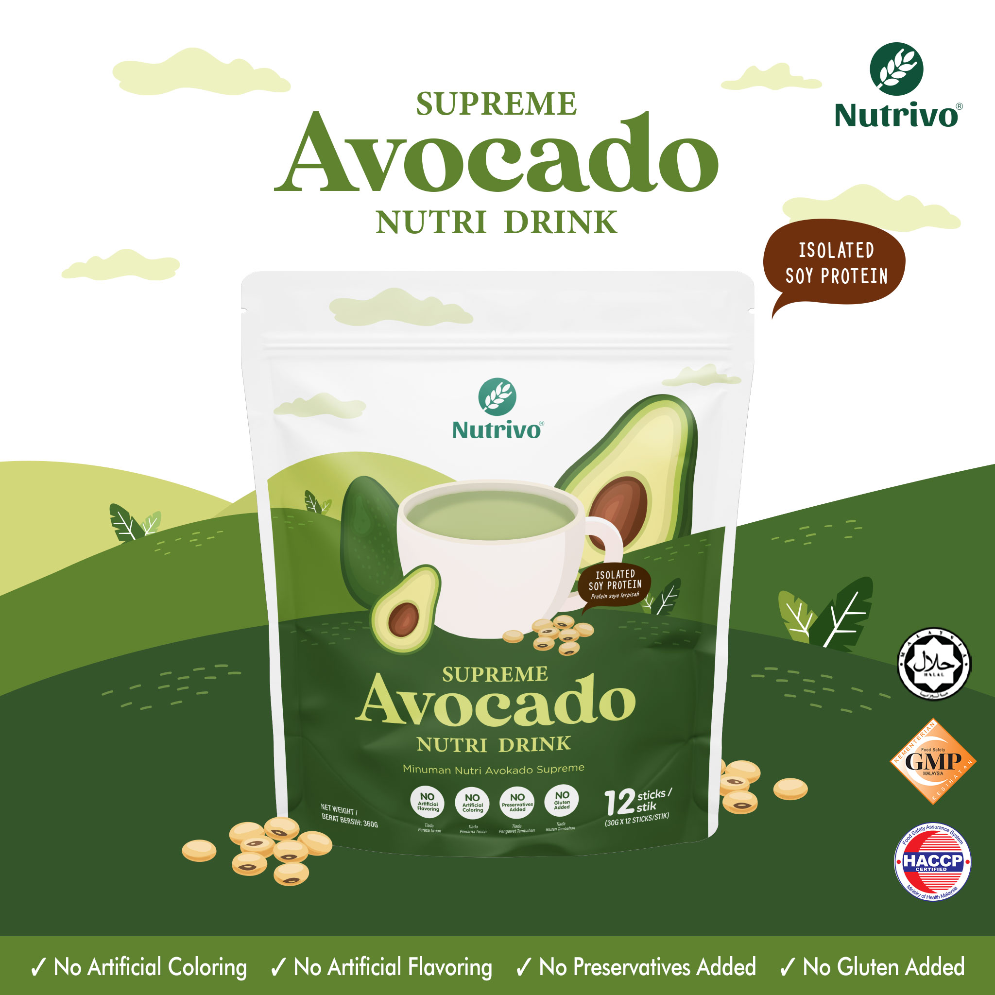 NUTRIVO Supreme Avocado Drink Nutrivo Avocado Powder Drink Avocado Multigrain Avocado Drink ...