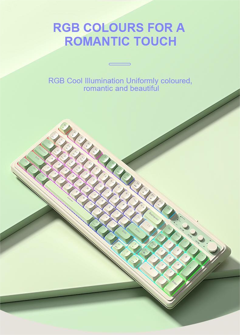 Aula S99 RGB Membrane Keyboard 3Mode Wireless Bluetooth Wired Keyboard ...