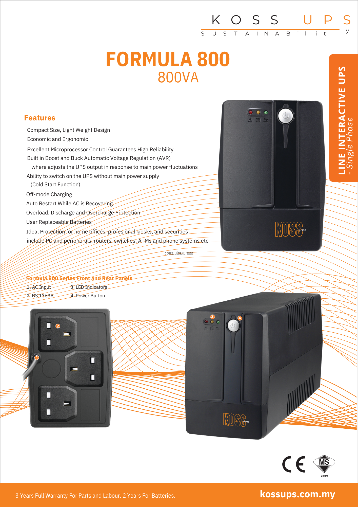 KOSS Formula 800VA / KOSS Formula 800 Line Interactive UPS ...