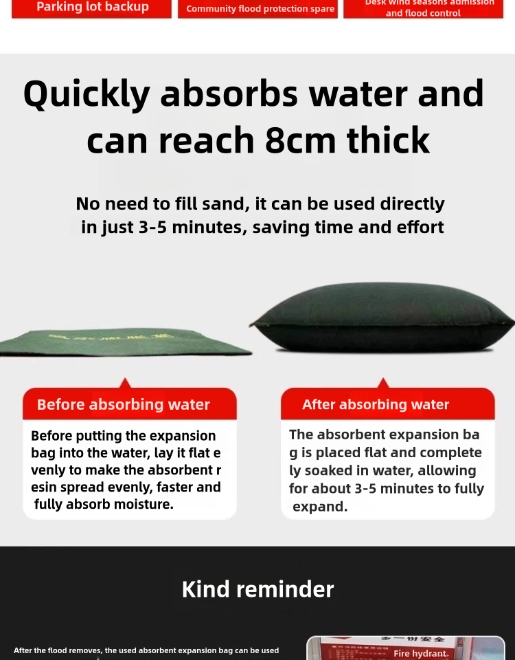 Heavy-Duty Flood Barrier Sandbags/penghadang banjir - Reusable Sandless ...