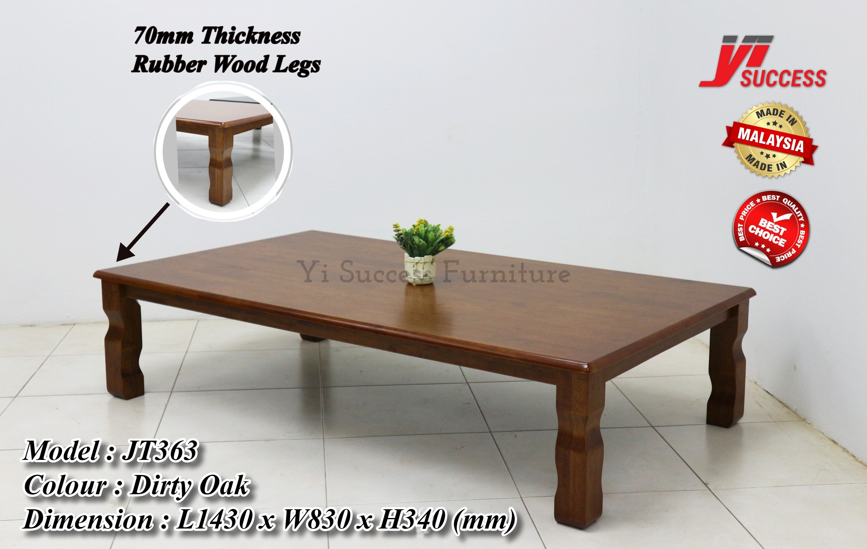 Yi Success Full Solid Japanese Table / Meja Jepun Kayu Getah / Meja ...
