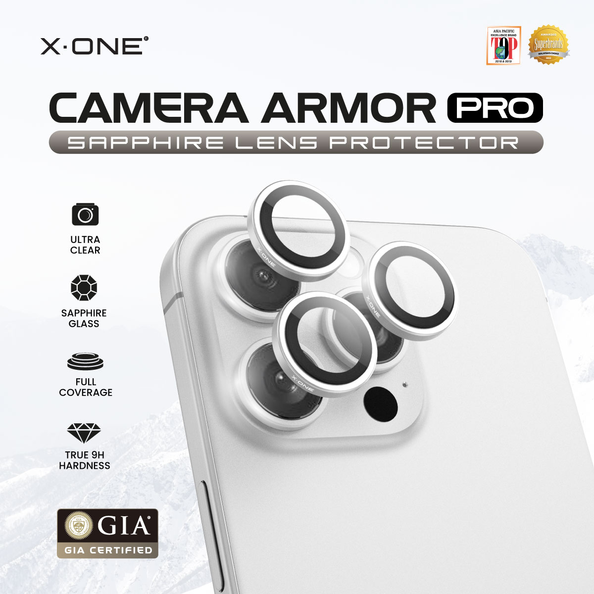 X.One Camera Armor PRO GIA Sapphire Lens Protector for iPhone 16,15,14 ...
