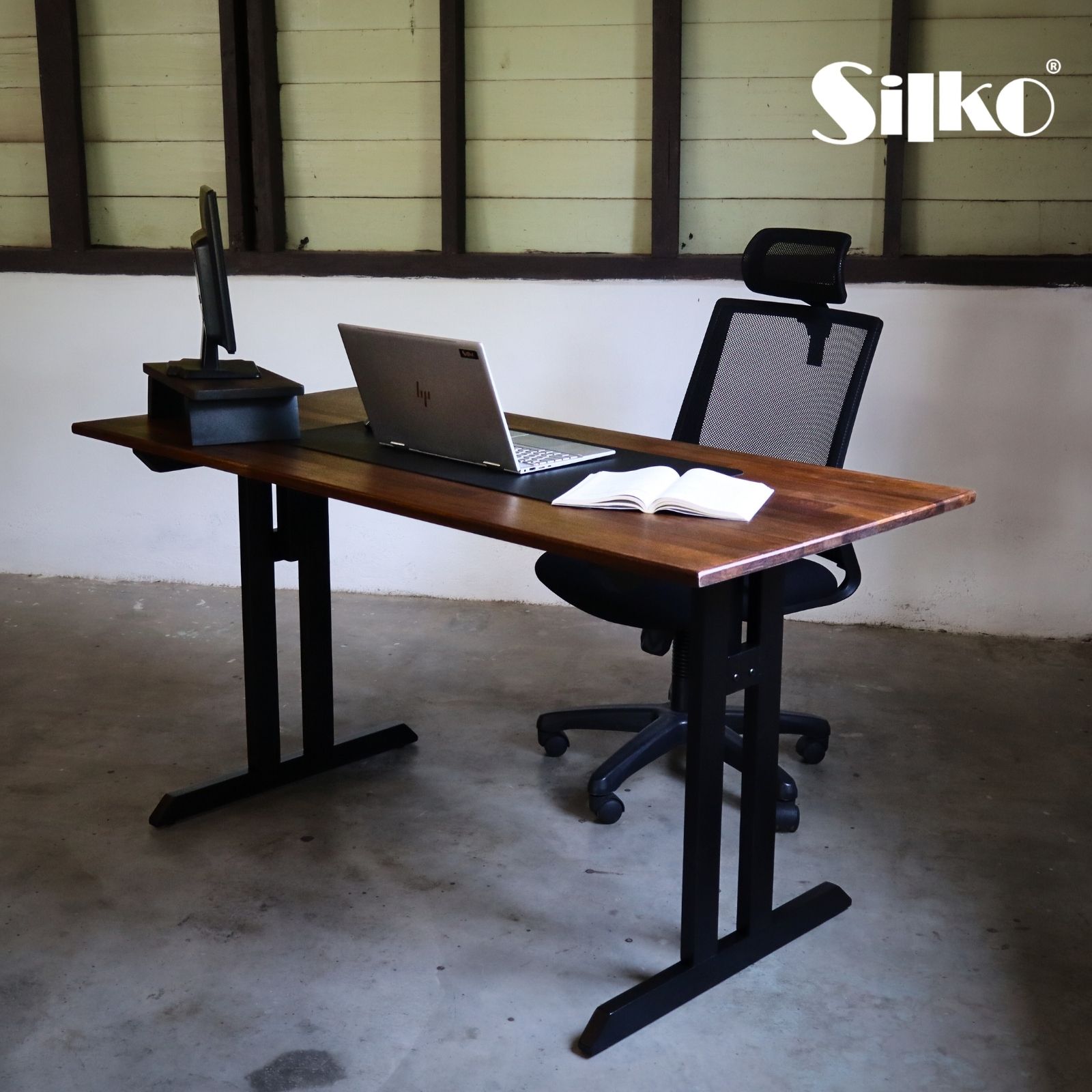 Itzel Table with MERBAU Tabletop 100% solidwood for working table study desk dining table ...