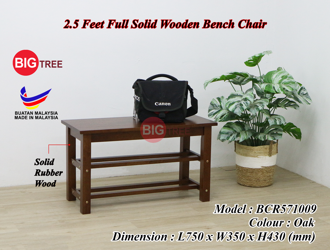 Big Tree Full Solid Wooden Bench Chair / 2.5ft Bench Chair / Kerusi ...