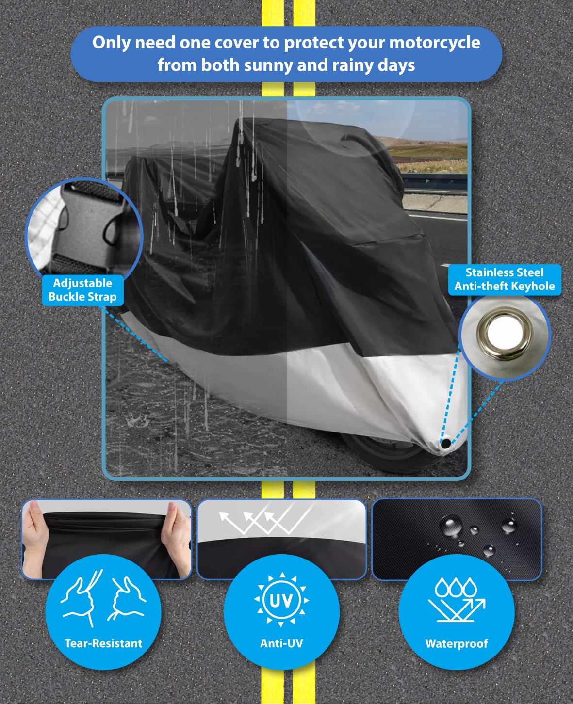 4XL Motor Cover Waterproof Motorcycle Cover Motor Selimut Motor Sarung ...