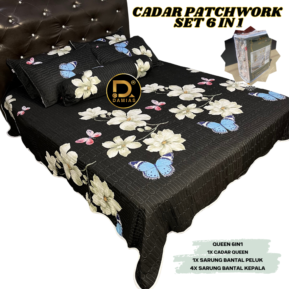 Bedsheet Patchwork Queen Cadar Patchwork Set 6 IN 1 / Bed Sheet Queen PREMIUM DAMIAS 100 COTTON ...