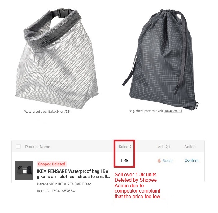 IKEA RENSARE Waterproof bag | Beg kalis air | clothes | shoes to small ...