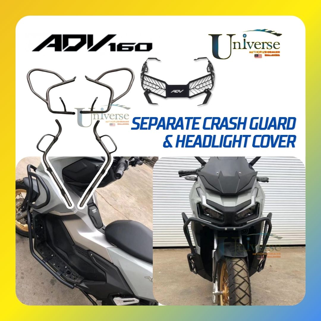 HONDA ADV 150 160 FULL ALLOY CRASH BAR ADV150 ADV160 CRASH GUARD + ALLOY ADV HEAD LAMP MASK ...