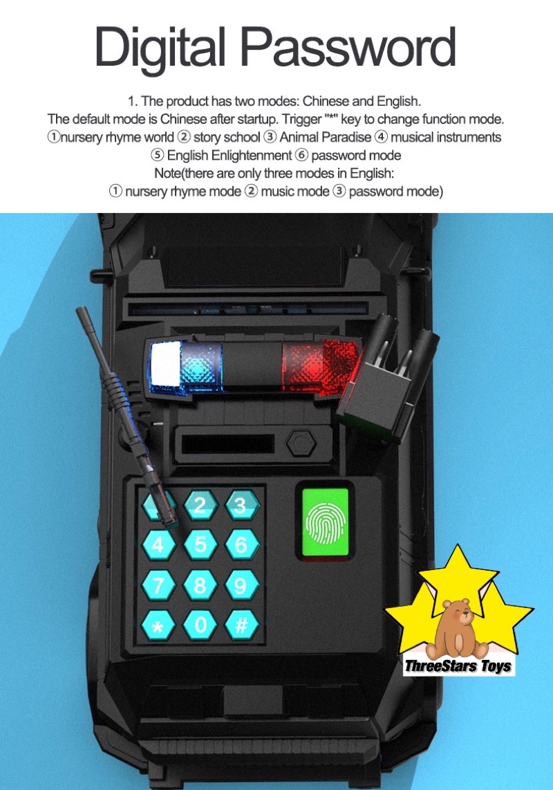 Police Car ATM Money Saving Box Tabung ATM Machine Password,Fingerprint ...