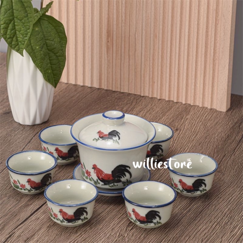 Porcelain Classic Vintage Chicken Rooster Majestic Chinese Style Tea ...