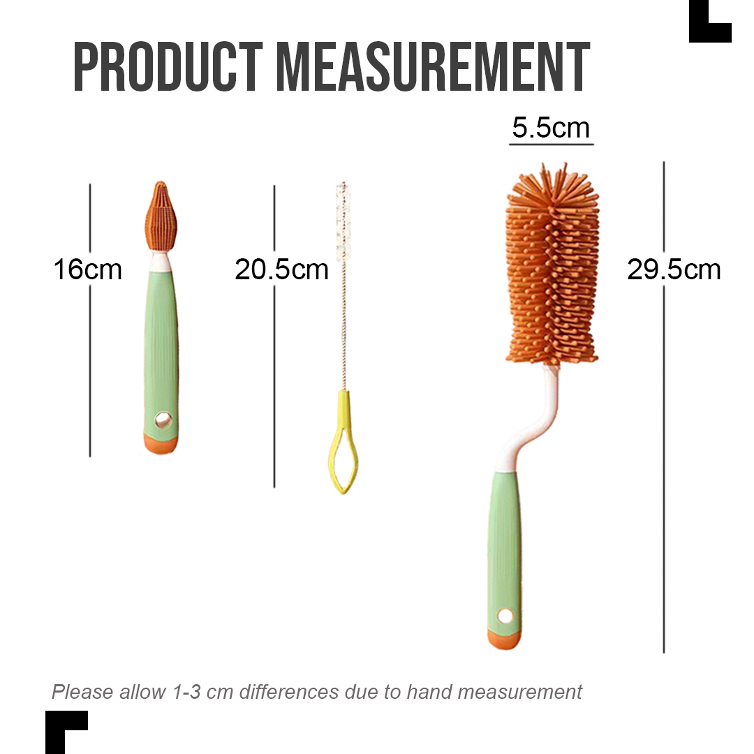 Moo Baby Bottle Brush 3 in 1 Berus Botol Susu Baby Silicone Bottle ...