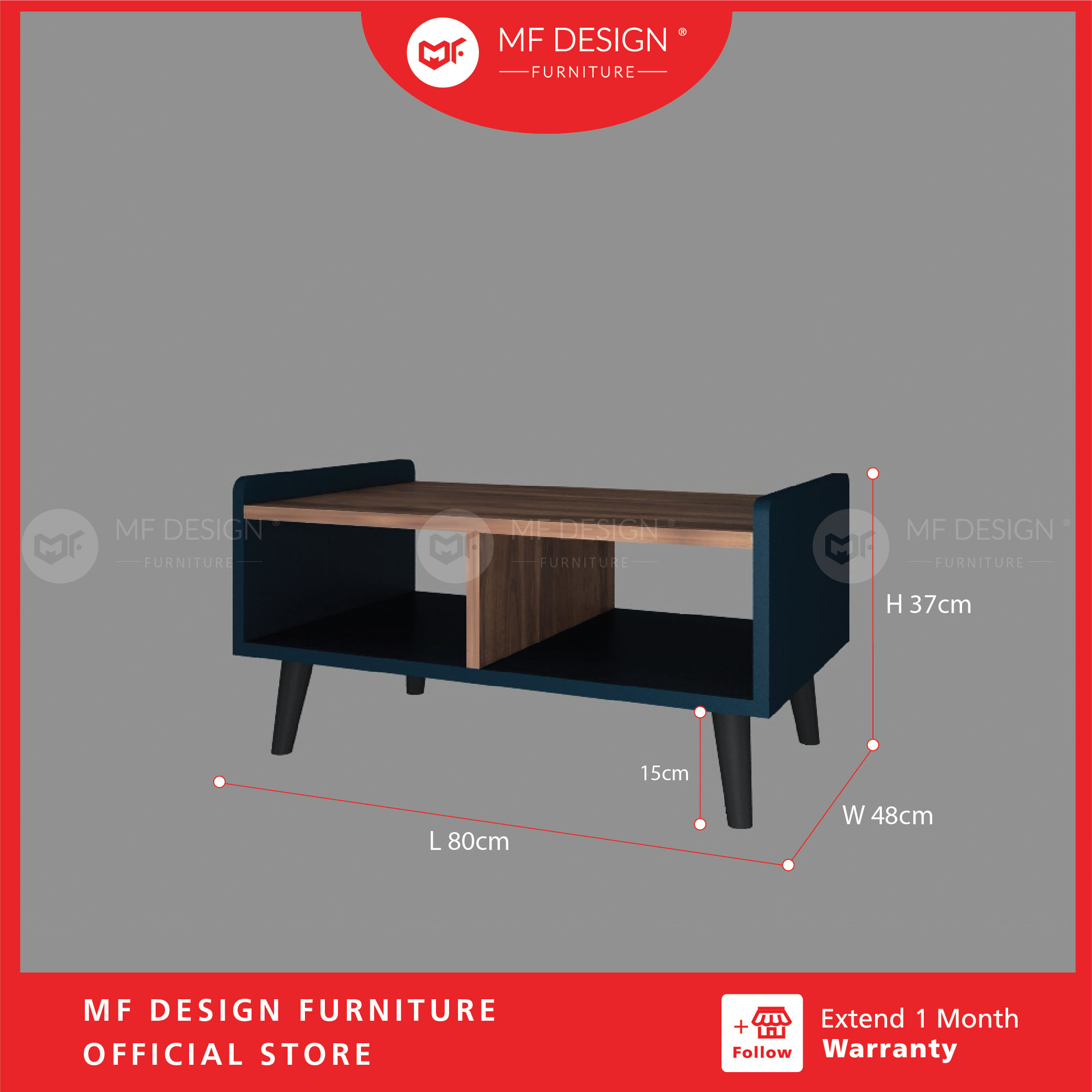 MF Design Varden 6 ft TV Cabinet TV Console High Leg Modern Contemporary TV Cabinet With 3 Door ...
