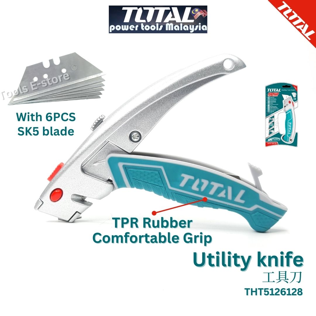 TOTAL Utility Knife + 6 Pcs Knife Blade [19mmx61mm] 工具刀 175mm ...