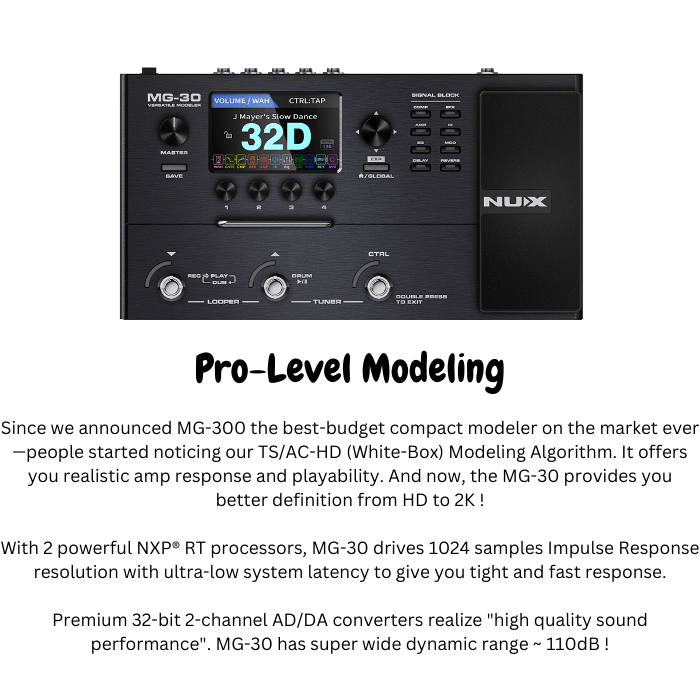 Nux MG-30 Versatile Pro Level Modeler Electric Guitar Multi Effects ...