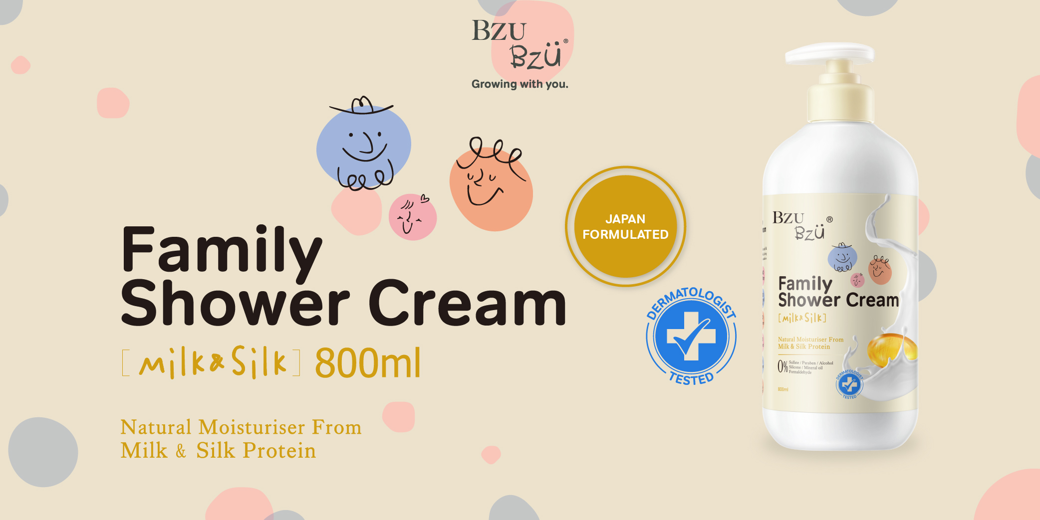 BZU BZU Family Shower Cream Milk & Silk (800ml) | Shopee Malaysia
