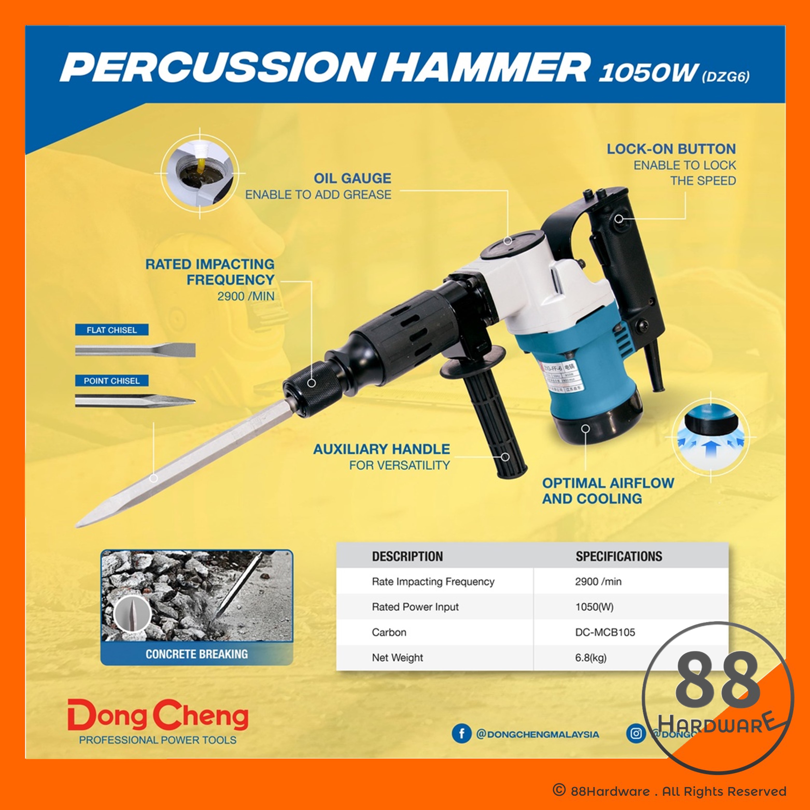 DONGCHENG Percussion Hammer DZG6 1050W 1350W DZG06-06 / Mesin Breaker ...