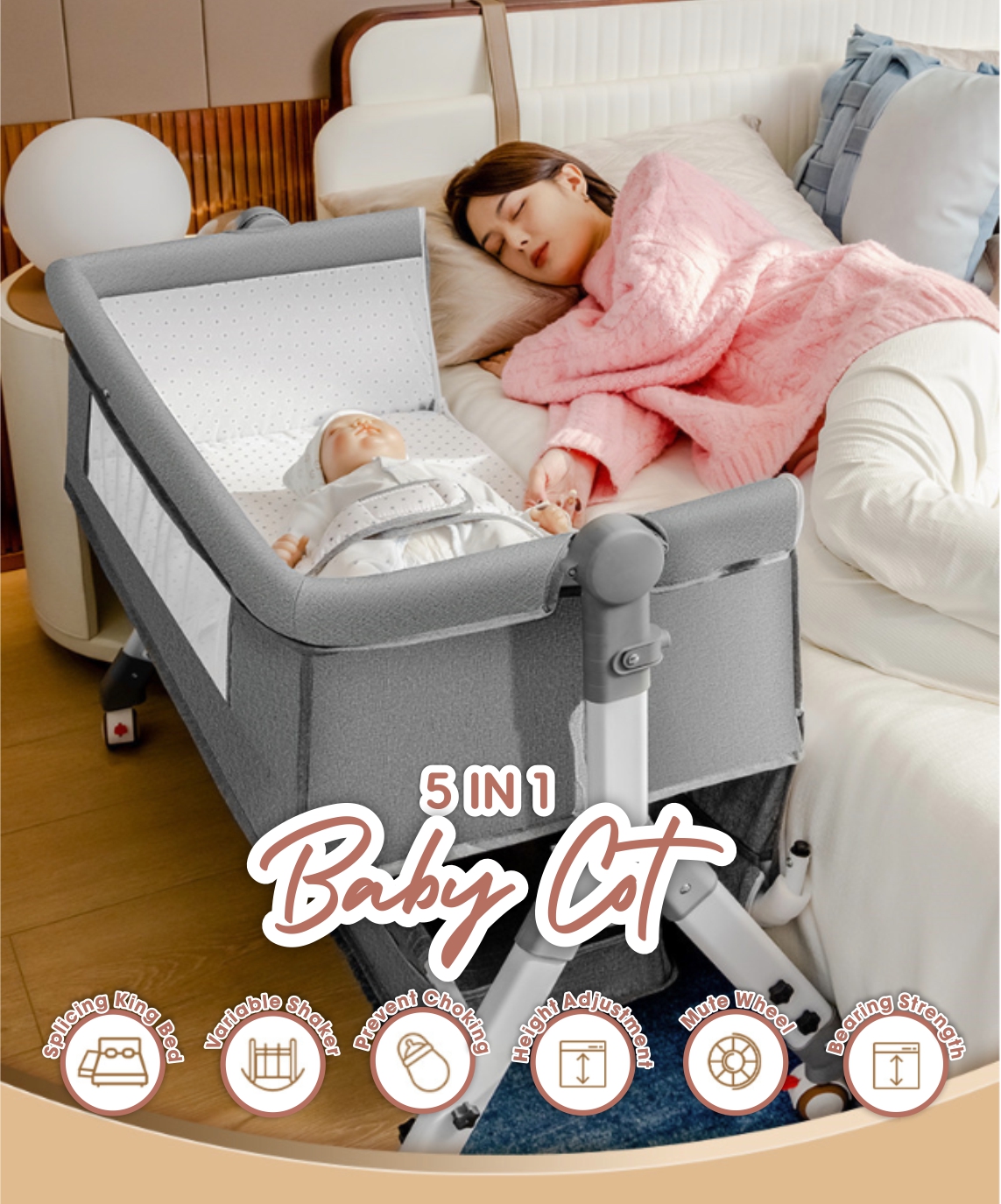 [Clearance] [UPGRADED] 5 in 1 Portable Baby Cot Bed Tilam Katil Baby ...