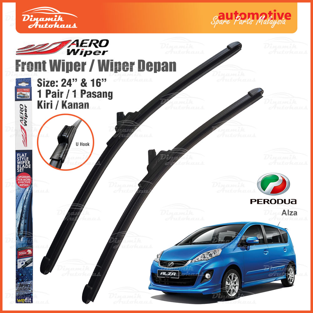 Perodua Alza Car Front Windscreen Flat Soft Wiper Size 24" & 16" Inch ...