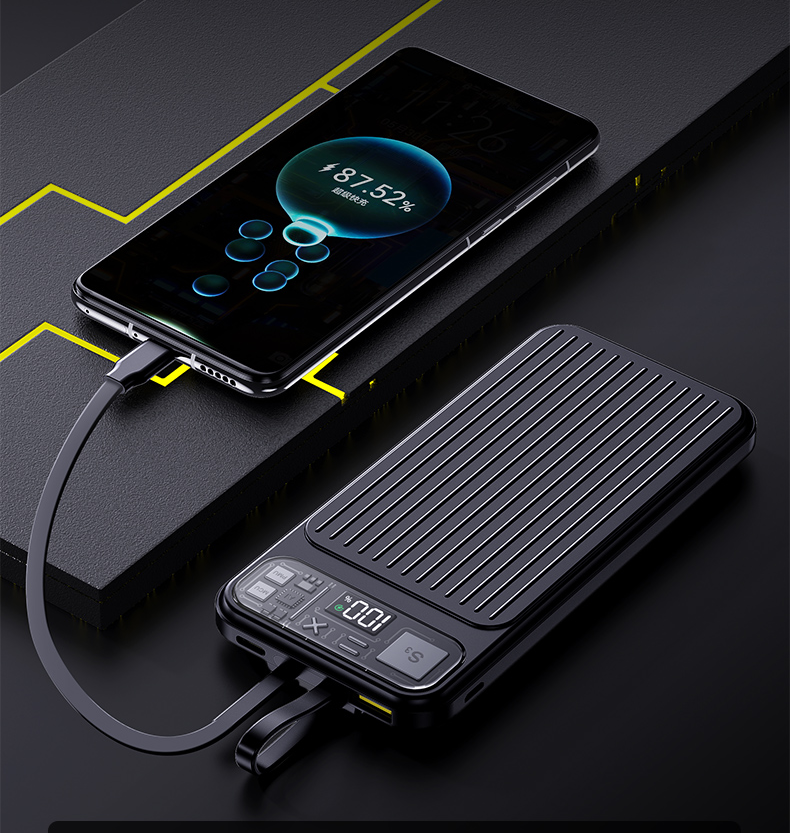 original Mini Power bank 20000mAh Built-in Cables Full Mirror Screen ...
