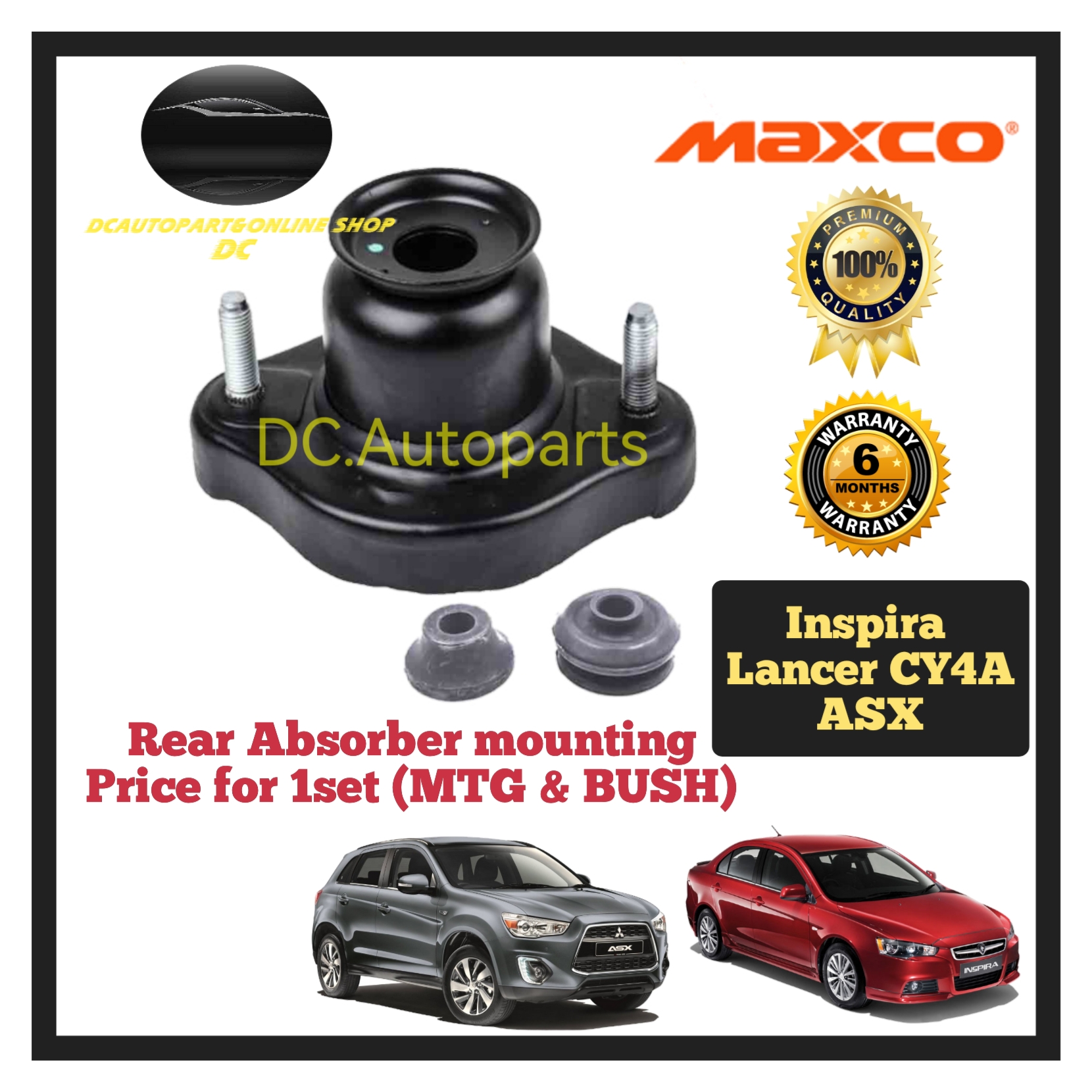 REAR ABSORBER MOUNTING PROTON INSPIRA 1.8 2.0 MITSUBISHI LANCER CY4A ...