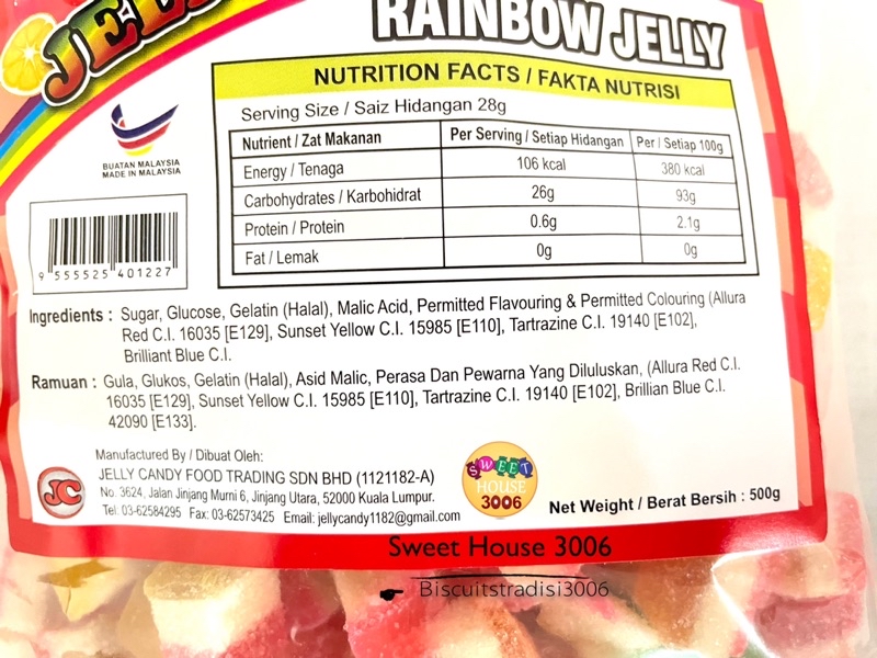 JC Rainbow Sour Belt Gummy Candy Childhood Snacks Makanan Ringan Zaman ...