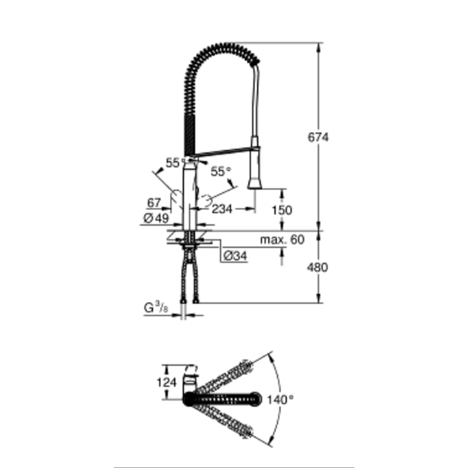 Grohe 32950000 K7 Profi-Spray Professional Kitchen Mixer Tap Faucet ...