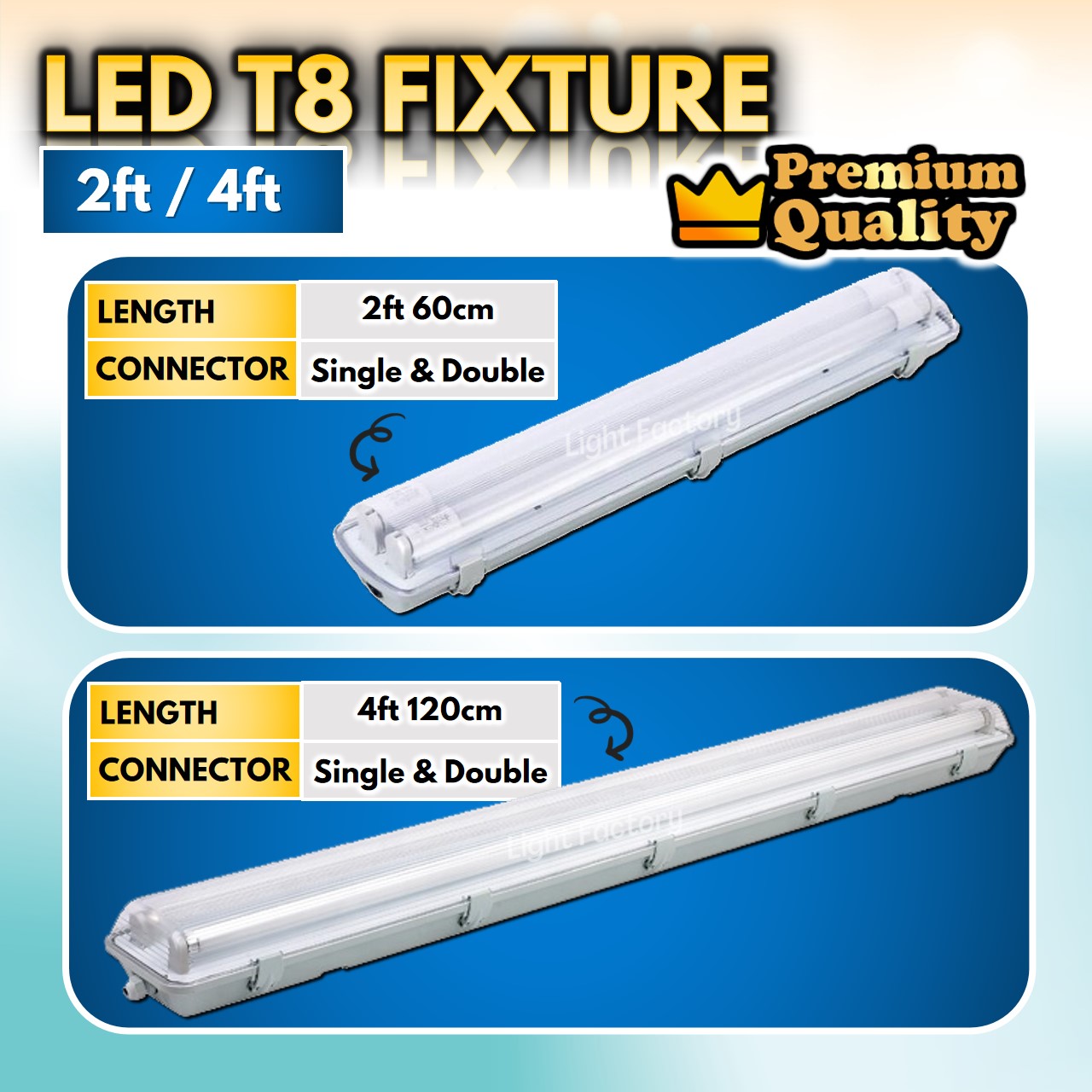 Anti Corrosive/Weatherproof LED T8 Single Circuit Casing For T8 LED ...