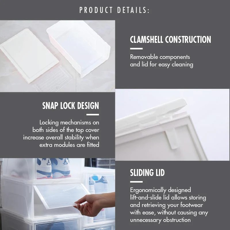 [Set of 4] HOUZE - Modular Retractable Lid Shoe Box (Set of 4) | Shopee ...