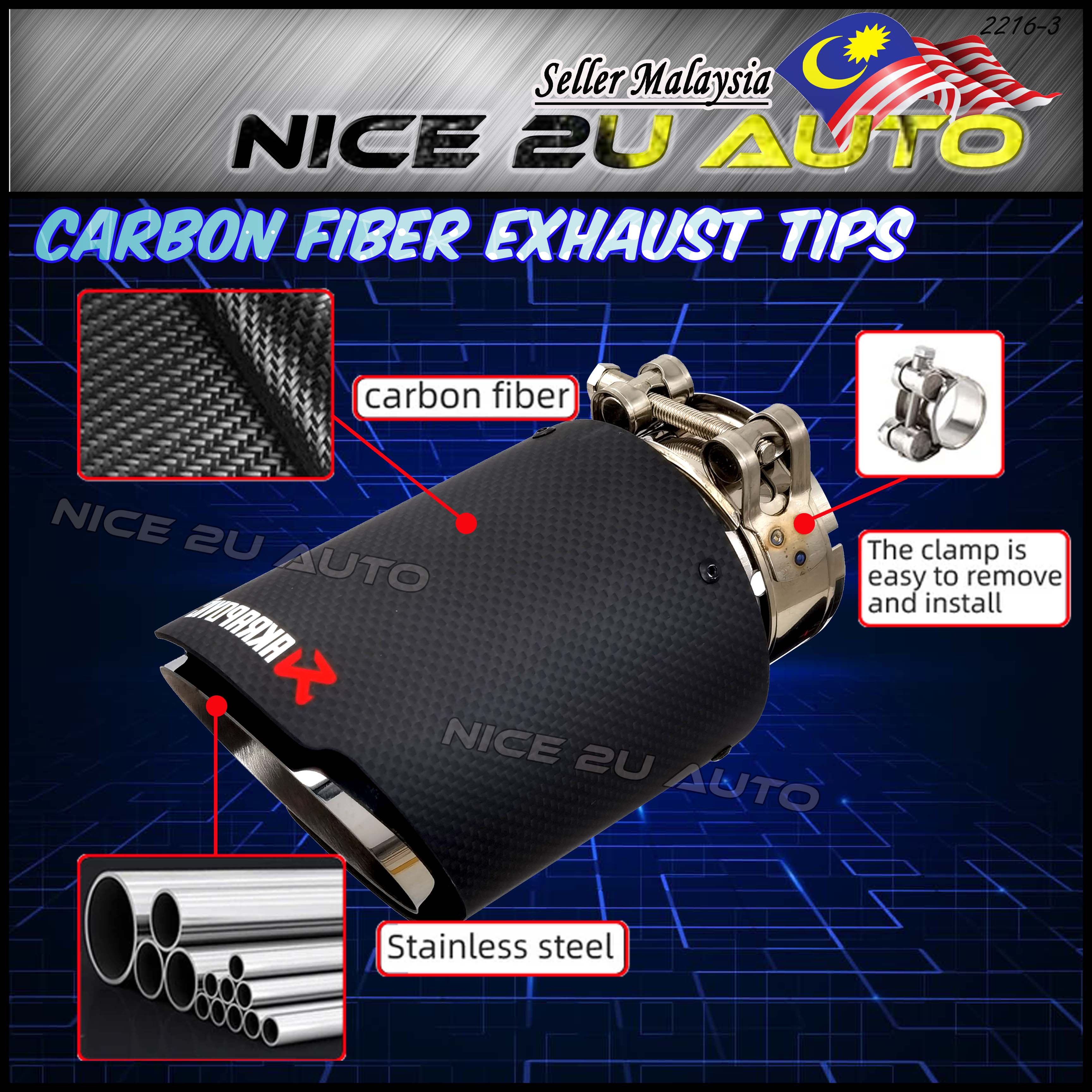 Akrapovic Carbon Fiber Design Reflective Matte Exhaust Straight Tip ...