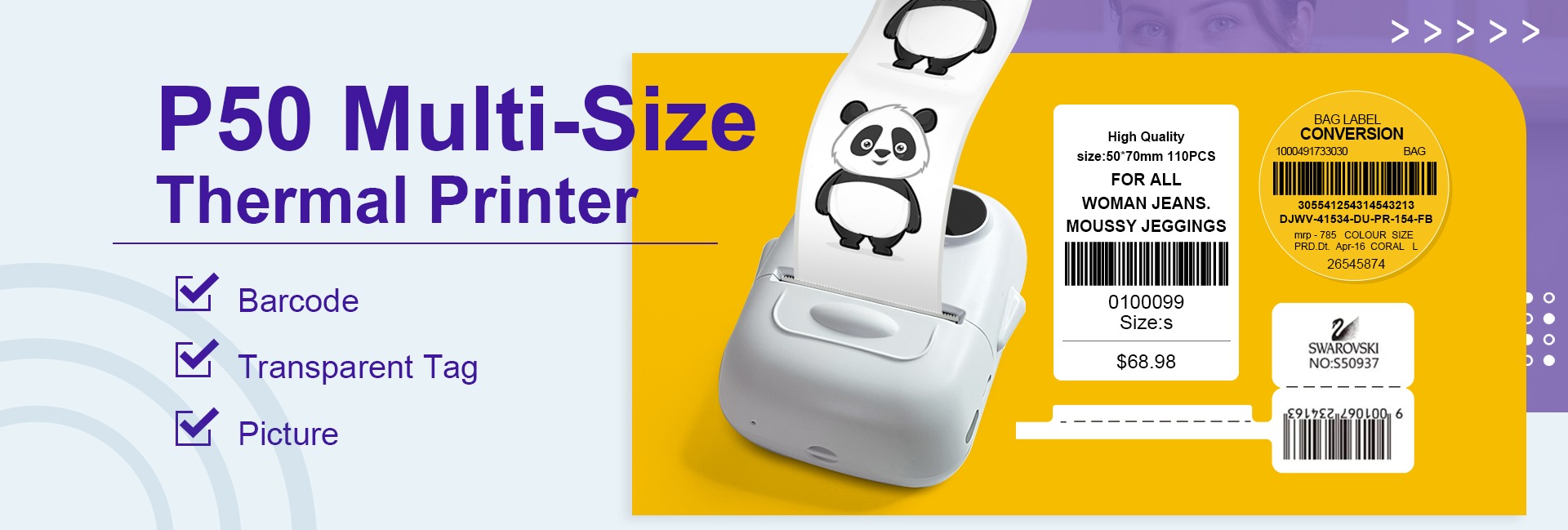 P50 Bluetooth Label Printer Name Sticker Lable Maker Inkless Mesin ...