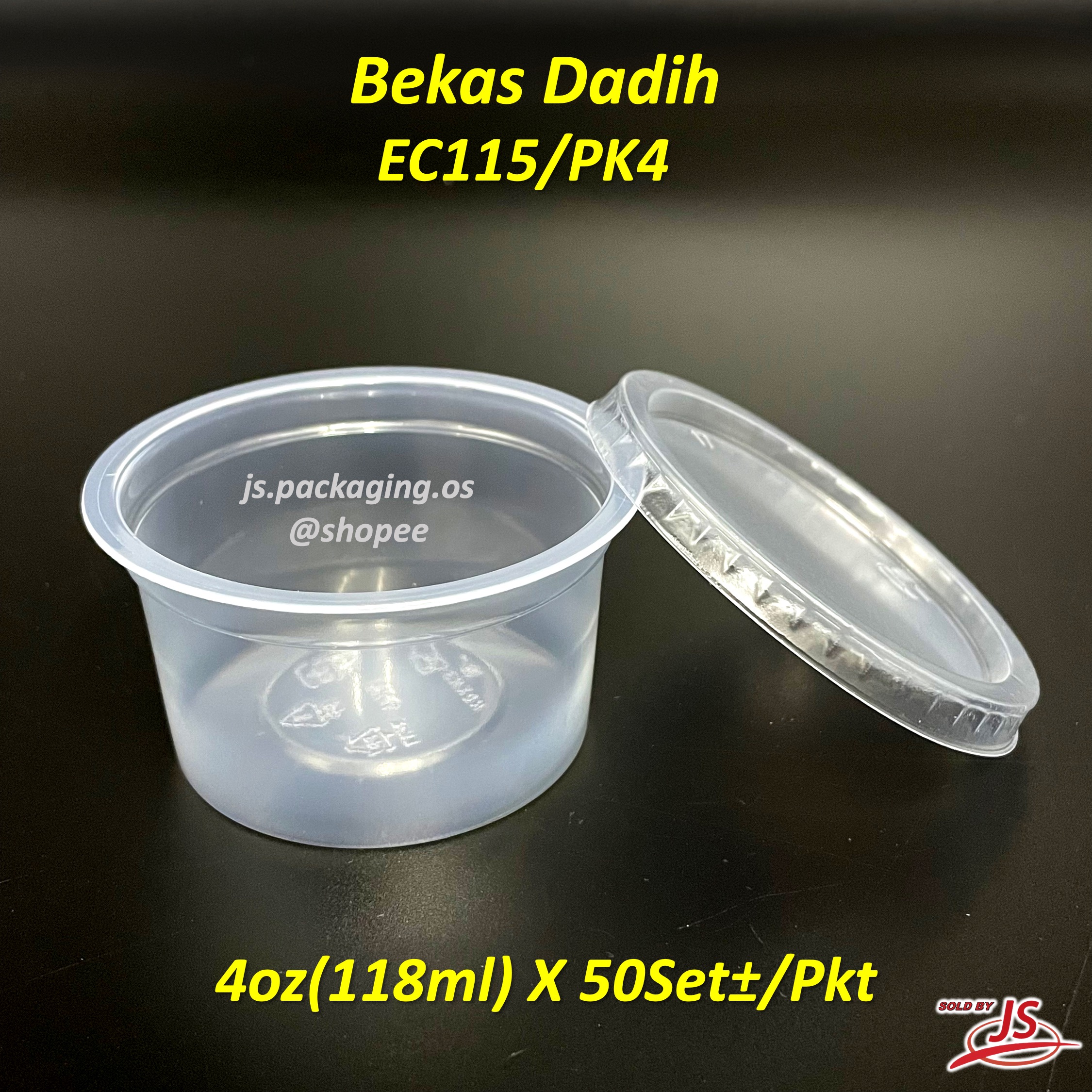 PP Round Plastic Container with lids 50Set Bekas Jeli Dadih 8oz/6oz/4oz ...