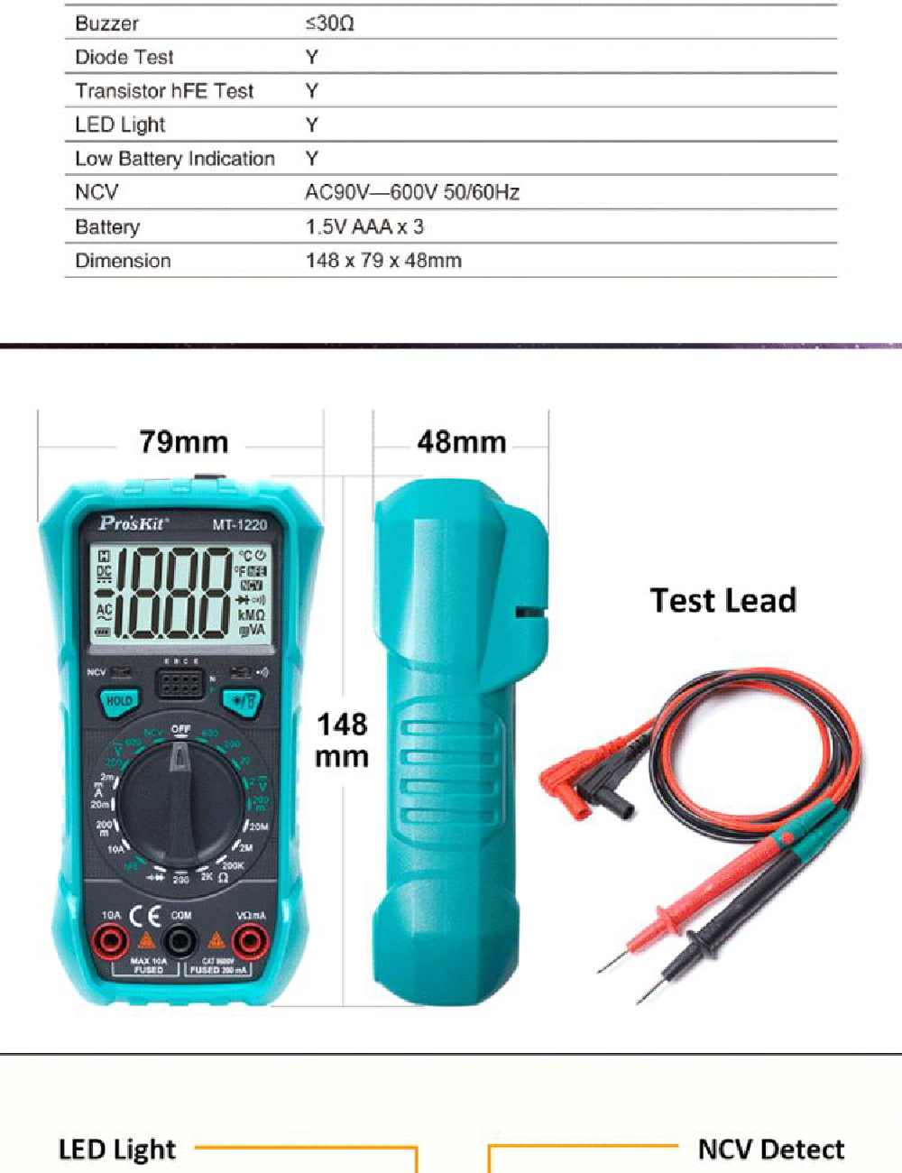 Pro'sKit MT-1210 / MT-1220 Compact Digital Multimeter for FDM 3D ...
