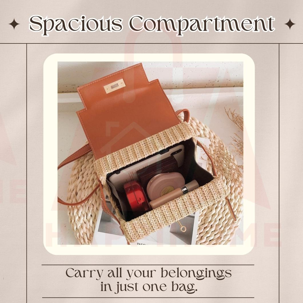 Korean Stylo Woven Knitted Beg Rotan Woman Rattan Sling Bag Handbag ...