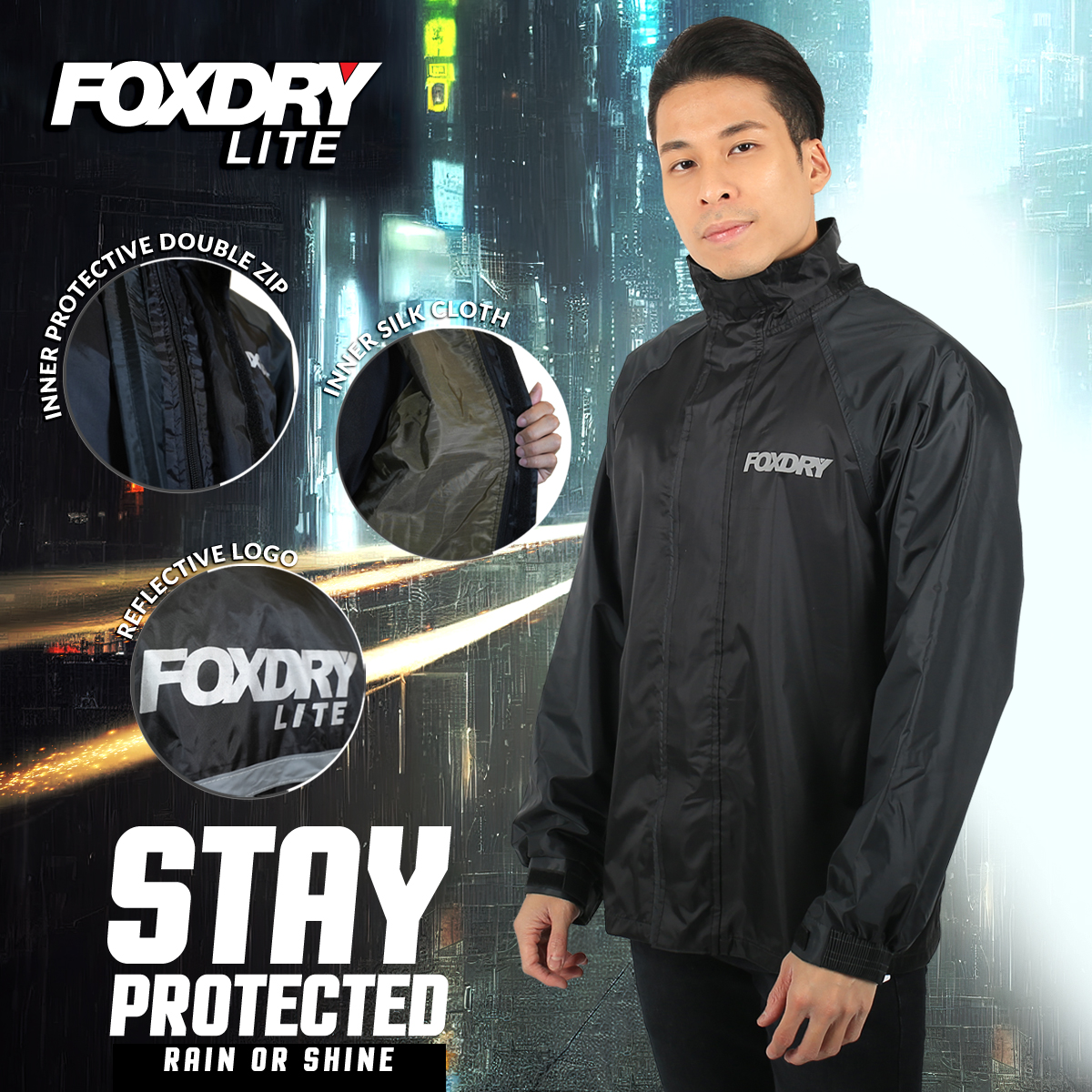 FOXDRY Lite Baju Hujan Jaket Motosikal Kalis Air Jaket Kalis Air ...