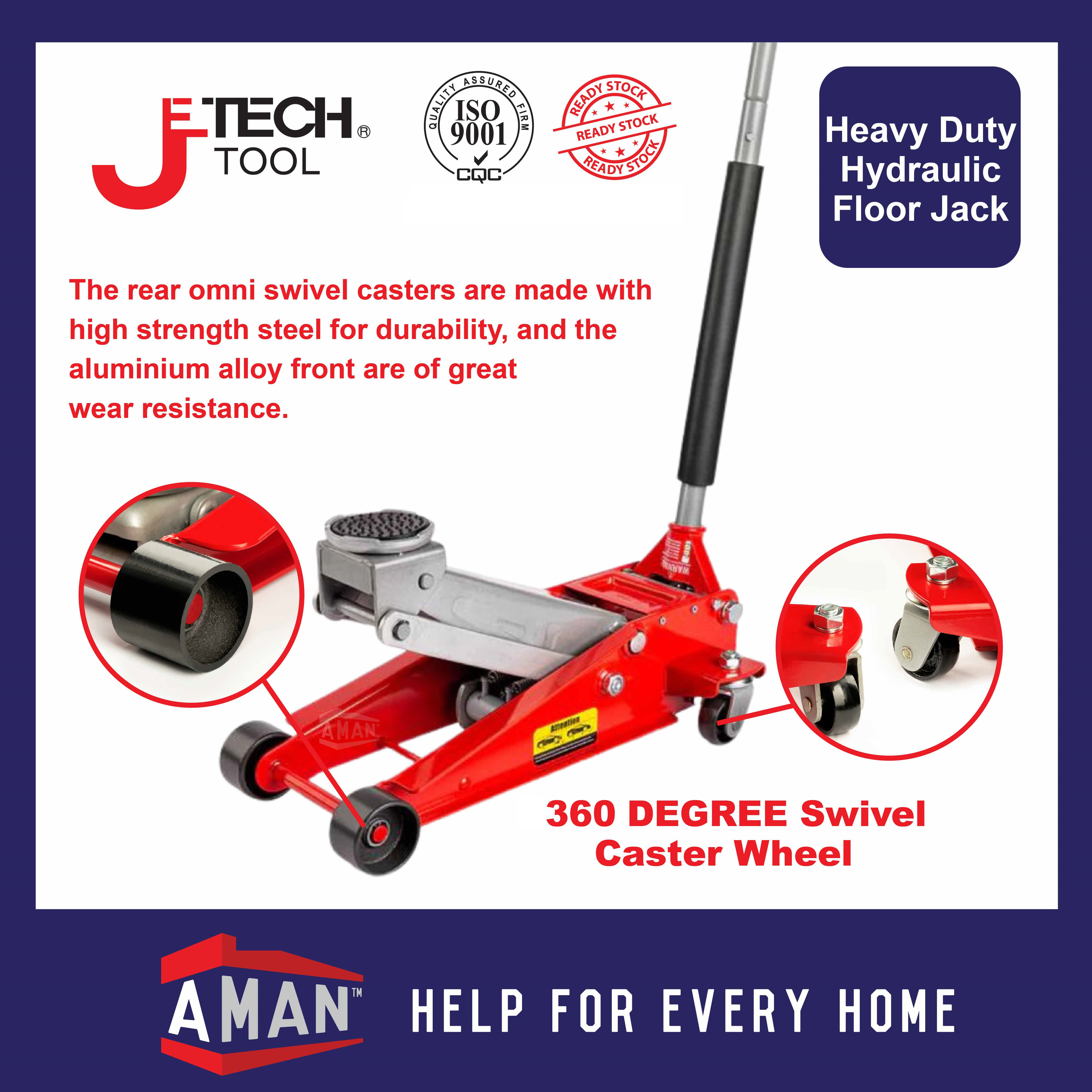 JETECH 3 Ton Heavy Duty Ultra Low Profile Hydraulic Floor Jack Garage ...