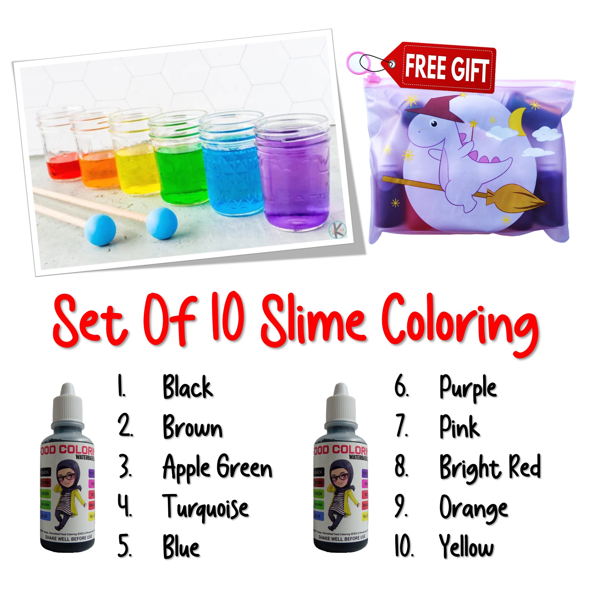 SLIME COLORING SET OF 10 FOR DIY SLIME (GET DIFFERENT COLOUR EACH ...
