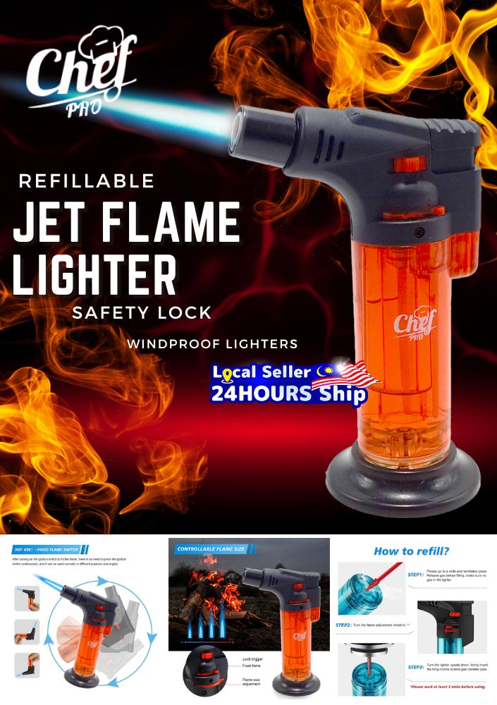 CHEF-PRO Refillable Lighter Jet Flame Gas Lighter Pemetik Api Lighter ...