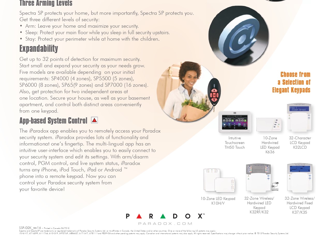 Paradox Canada 16Zone House Home Burglar Wired Alarm Spectra SP Series ...