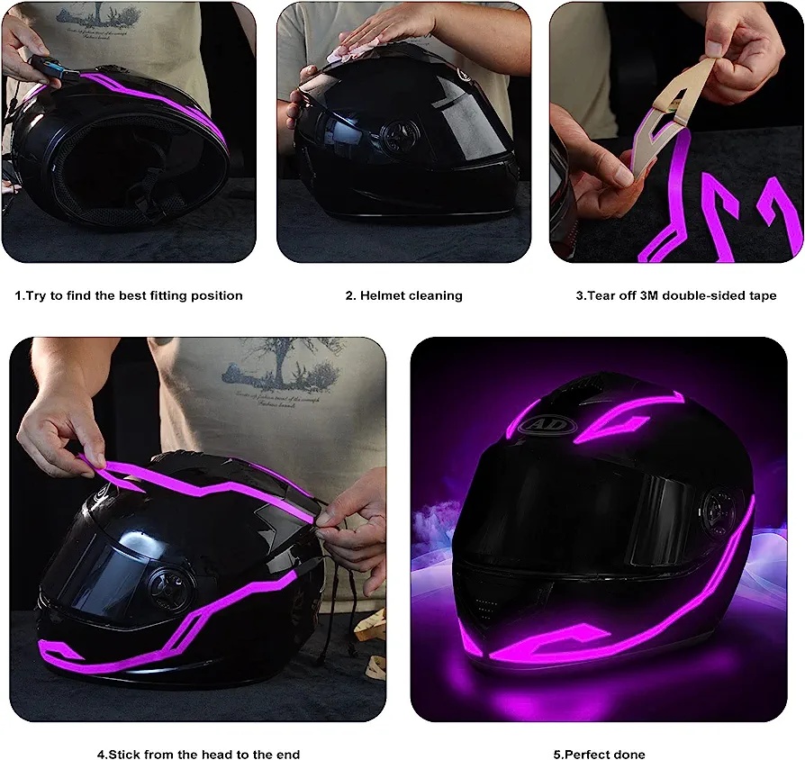 Full Face Helmet Light Strip Rechargeable Helmet Light Bar Full Face ...