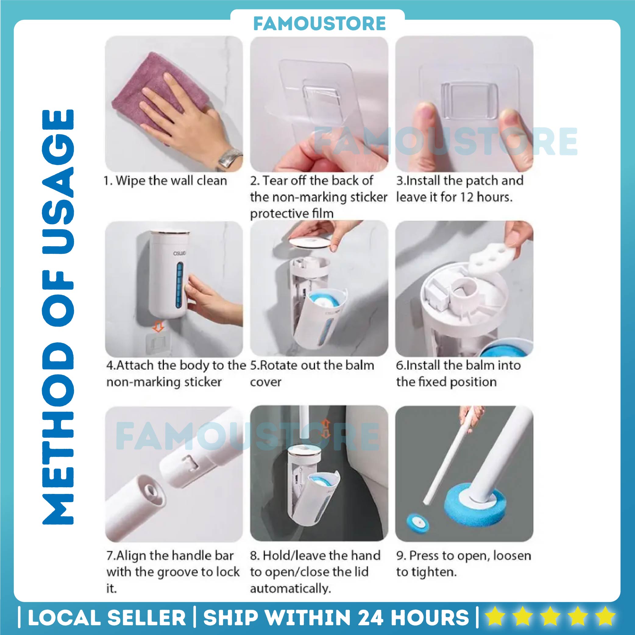 [New Version] Disposable Toilet Bowl Cleaner Brush Wall Mounted Toilet ...