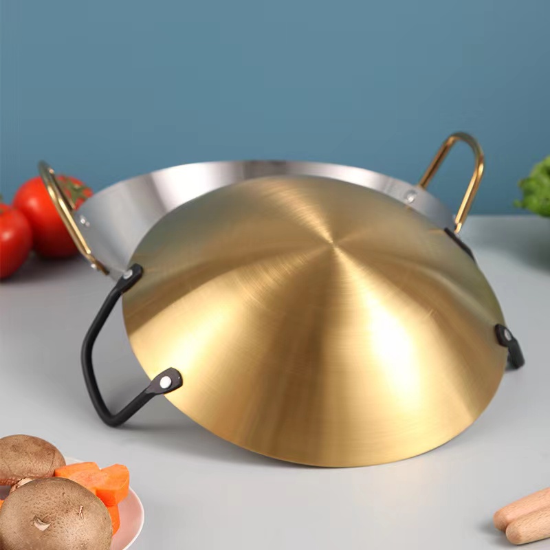 Gold Double Handle Stainless Steel Wok Bertangkai / Kuali Stainless ...