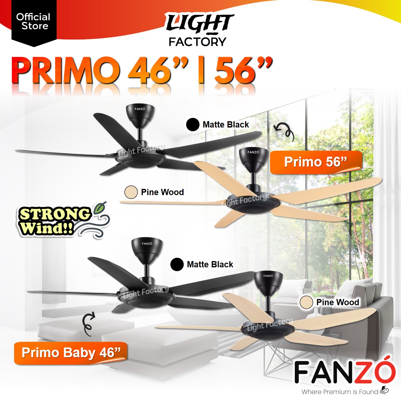 FANZÓ PRIMO BABY 46" Baby Fan | FANZO PRIMO 56" 5 Blades DC Motor with ...