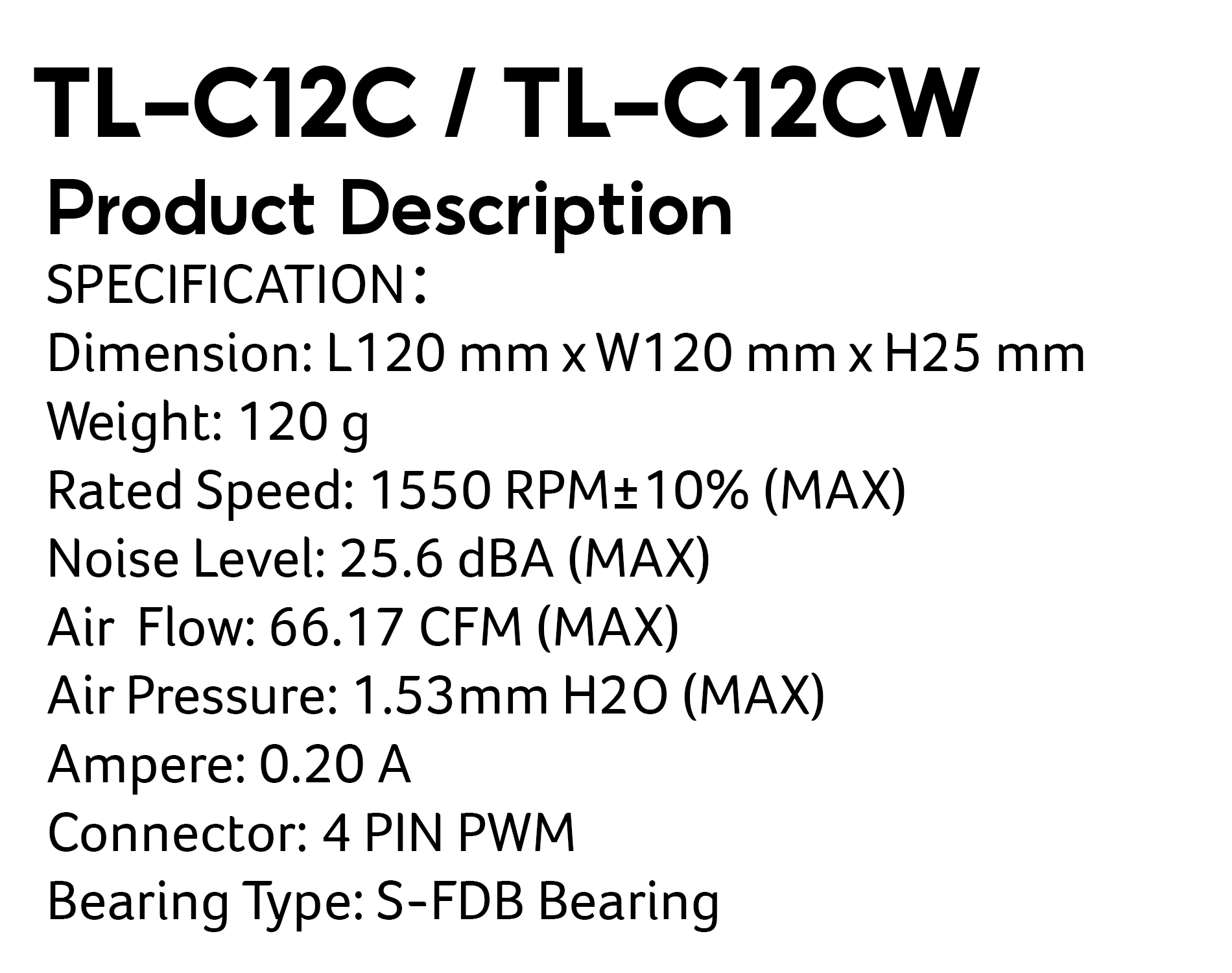 THERMALRIGHT TL-C12C / TL-C12CW (120mm) / TL-C14C / TL-C14CW (140mm ...
