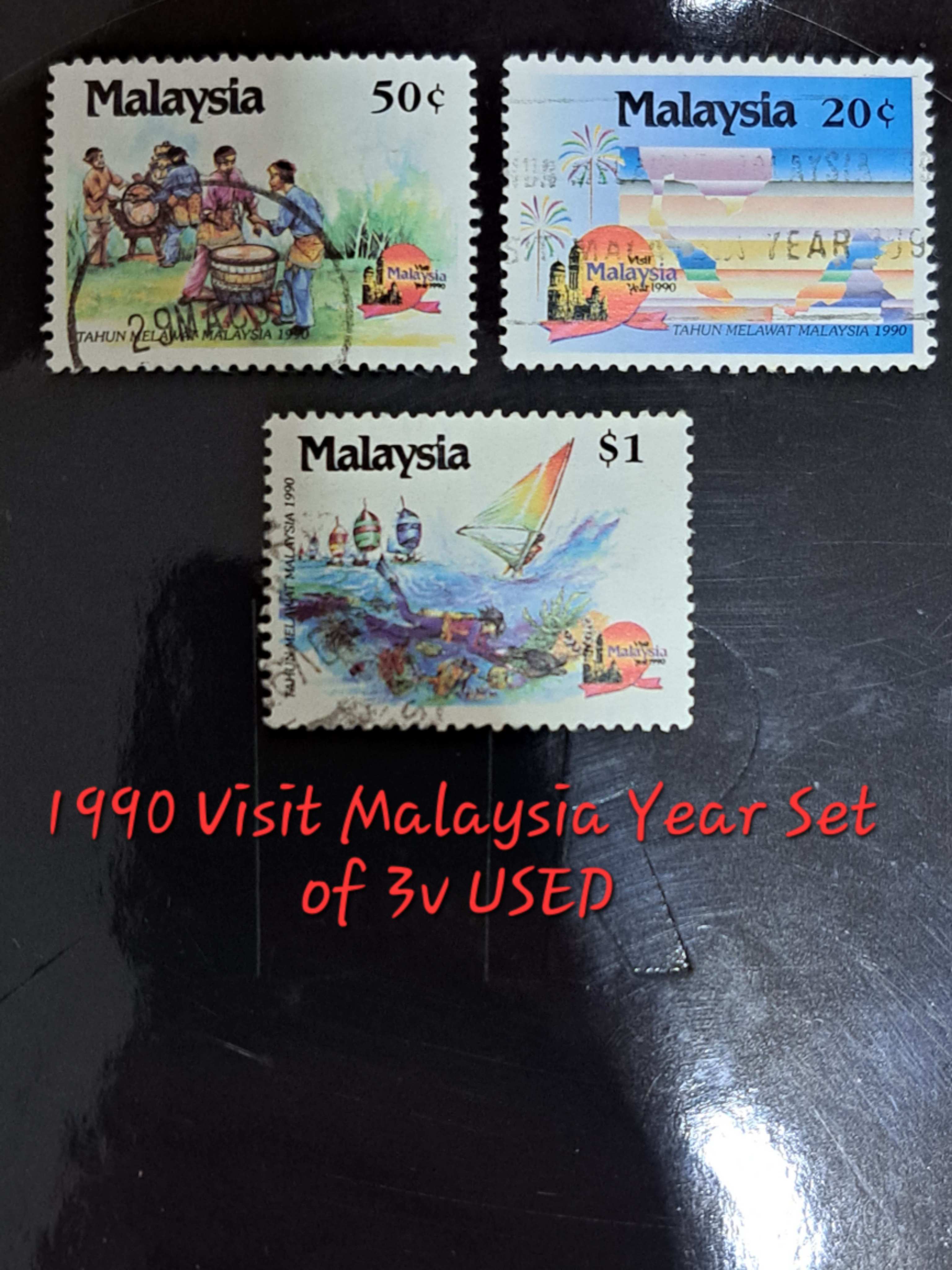 1990 Malaysia Setem Stamps Visit Malaysia Year Complete Set of 3v USED | Shopee Malaysia