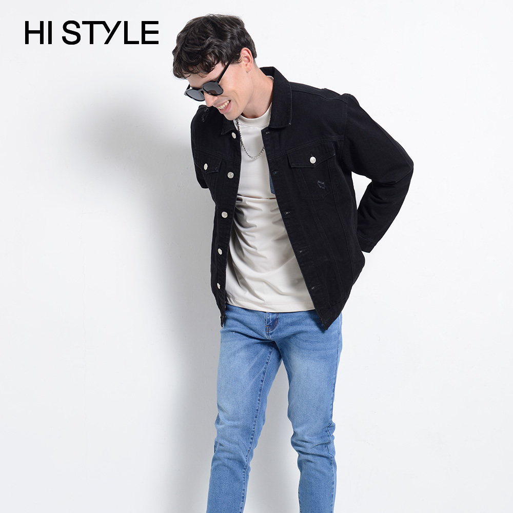 HI STYLE Men Denim Jacket - Black - HSI310119 / Jaket Jeans Lelaki ...