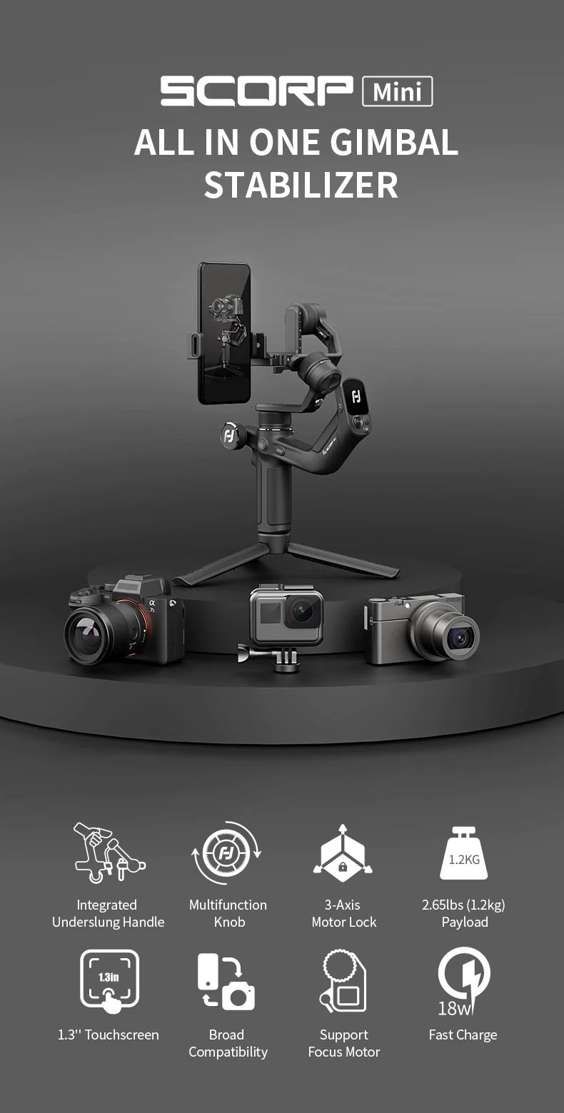 Feiyu Scorpion SCORP Mini 2 3-Axis Smart Handheld Gimbal Stabilizer for ...