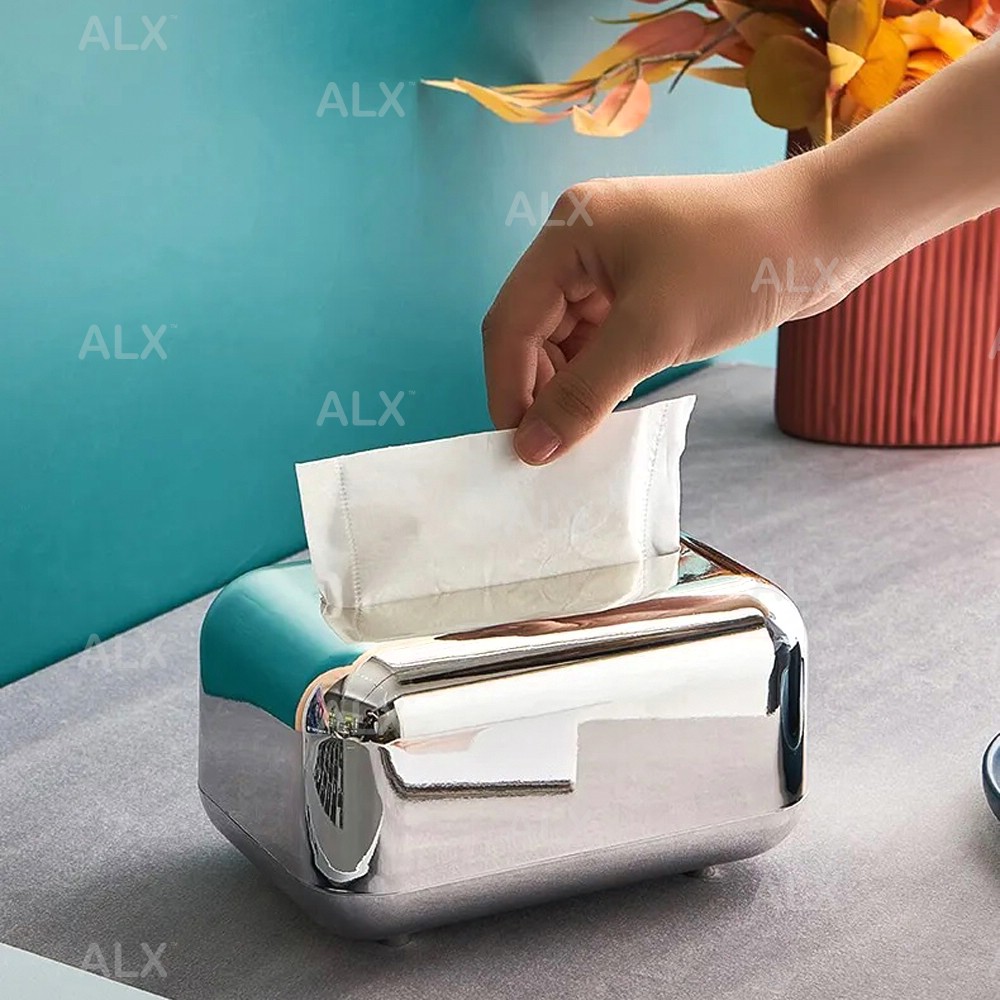 ALX Luxury Chrome Tissue Box Dispenser Tissue Holder Simple Style ...