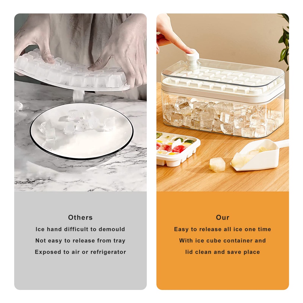 64-grid ICE Cube Maker Mould ICE Cube Tray With Top Cover Silicone ICE ...