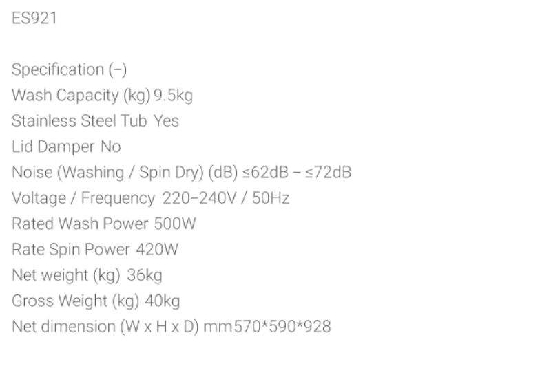 SHARP Washing Machine Fully Auto ES721-7.5KG/ES821-8KG/ES921-9.5KG RM62 ...
