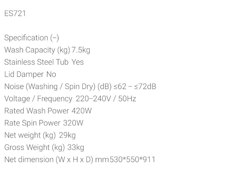 SHARP Washing Machine Fully Auto ES721-7.5KG/ES821-8KG/ES921-9.5KG RM62 ...